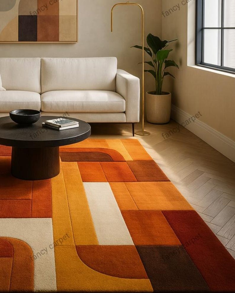 Mid Century Modern 70s Retro Wave Rug – Tufted Shag Carpet, Groovy ...