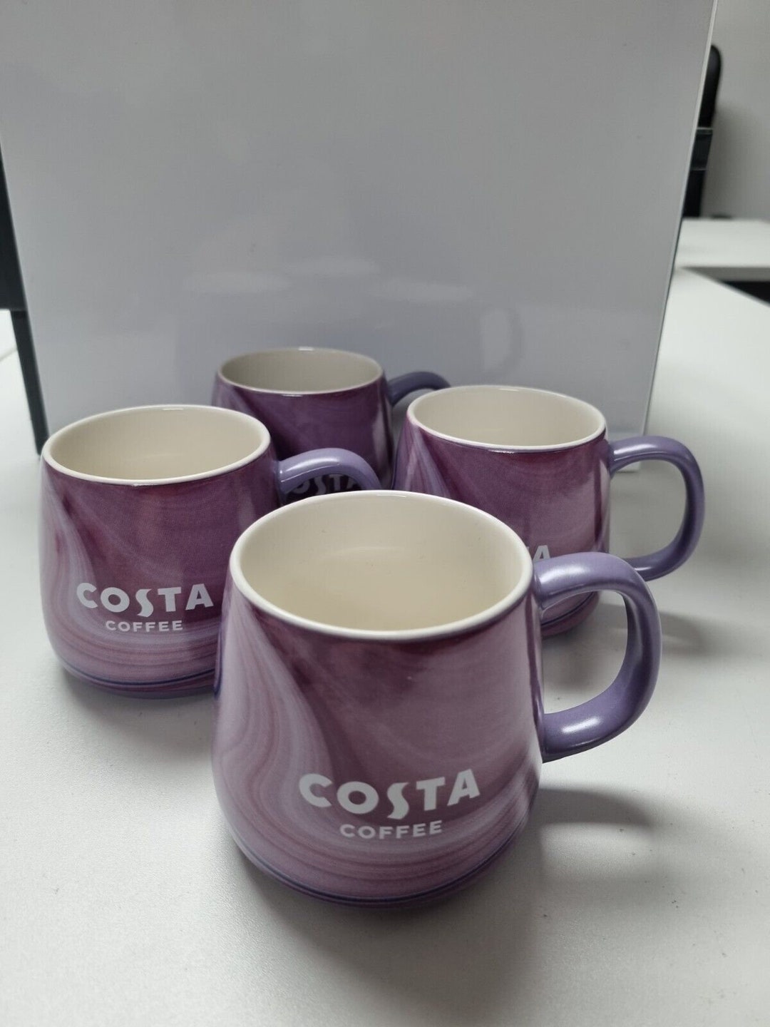 4 X Costa Coffee Mugs Purple Lilac Swirl Pattern Excellent - Etsy