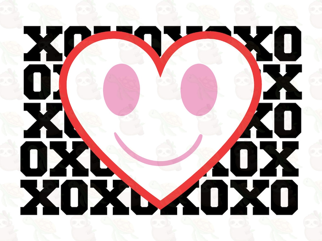 XOXO Heart Smiley Face SVG Heart Smiley Face Valentines SVG Instant ...