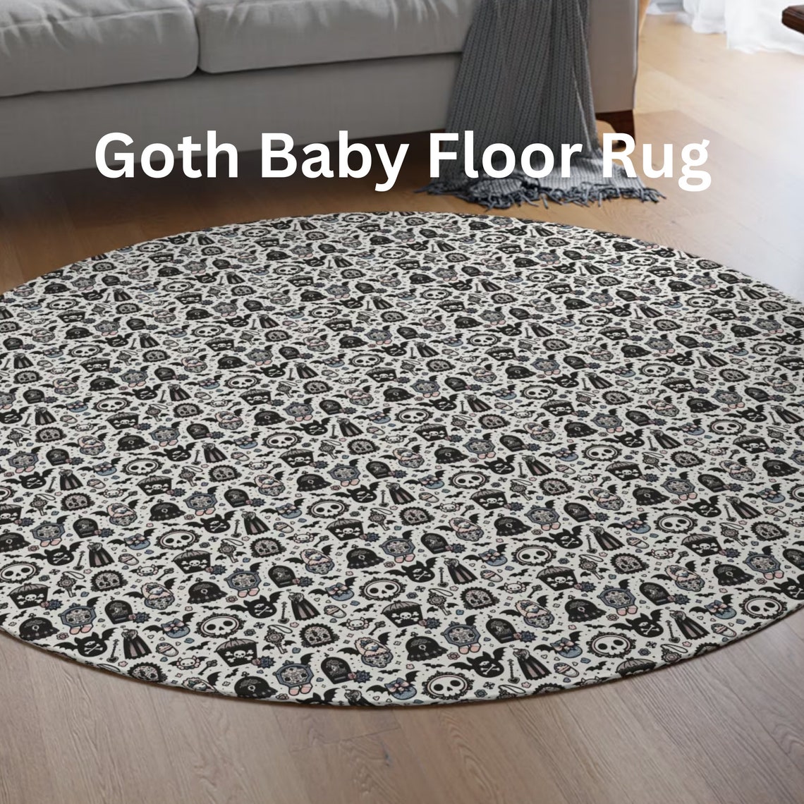 Goth Baby Nursery Round Rug. Gothic Newborn Gift. - Etsy
