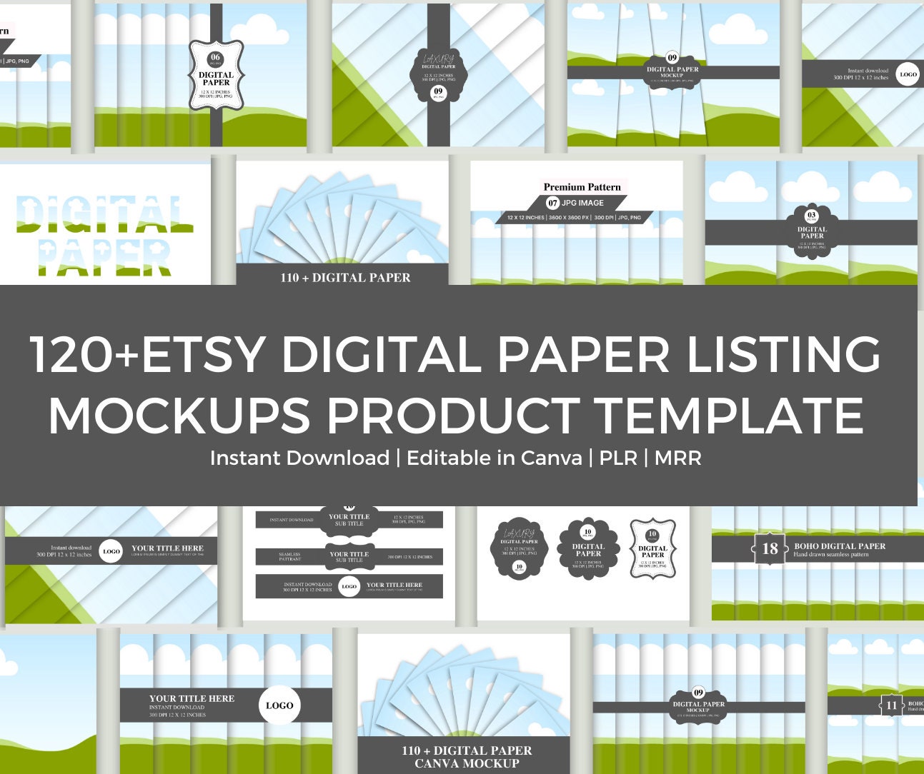 Digital Paper Mockup Bundle, Seamless Paper Etsy Listing Mockup ...