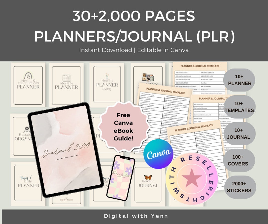 PLR 30+ 1000pages Premium Digital Planner| Daily, Weekly, Monthly ...