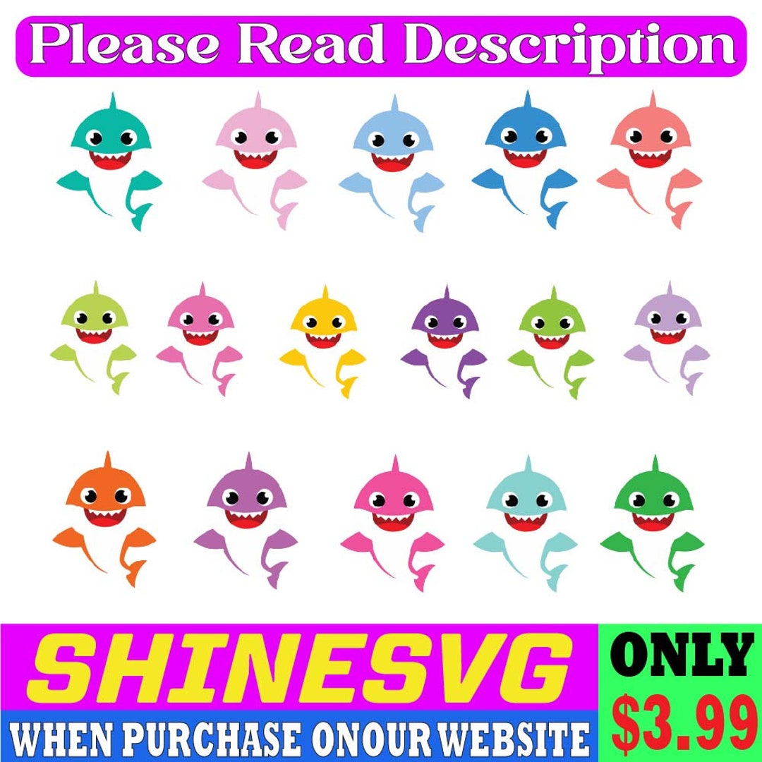 Bundle 16 Files Baby Sharks Bundle Character With Many Colors - Etsy