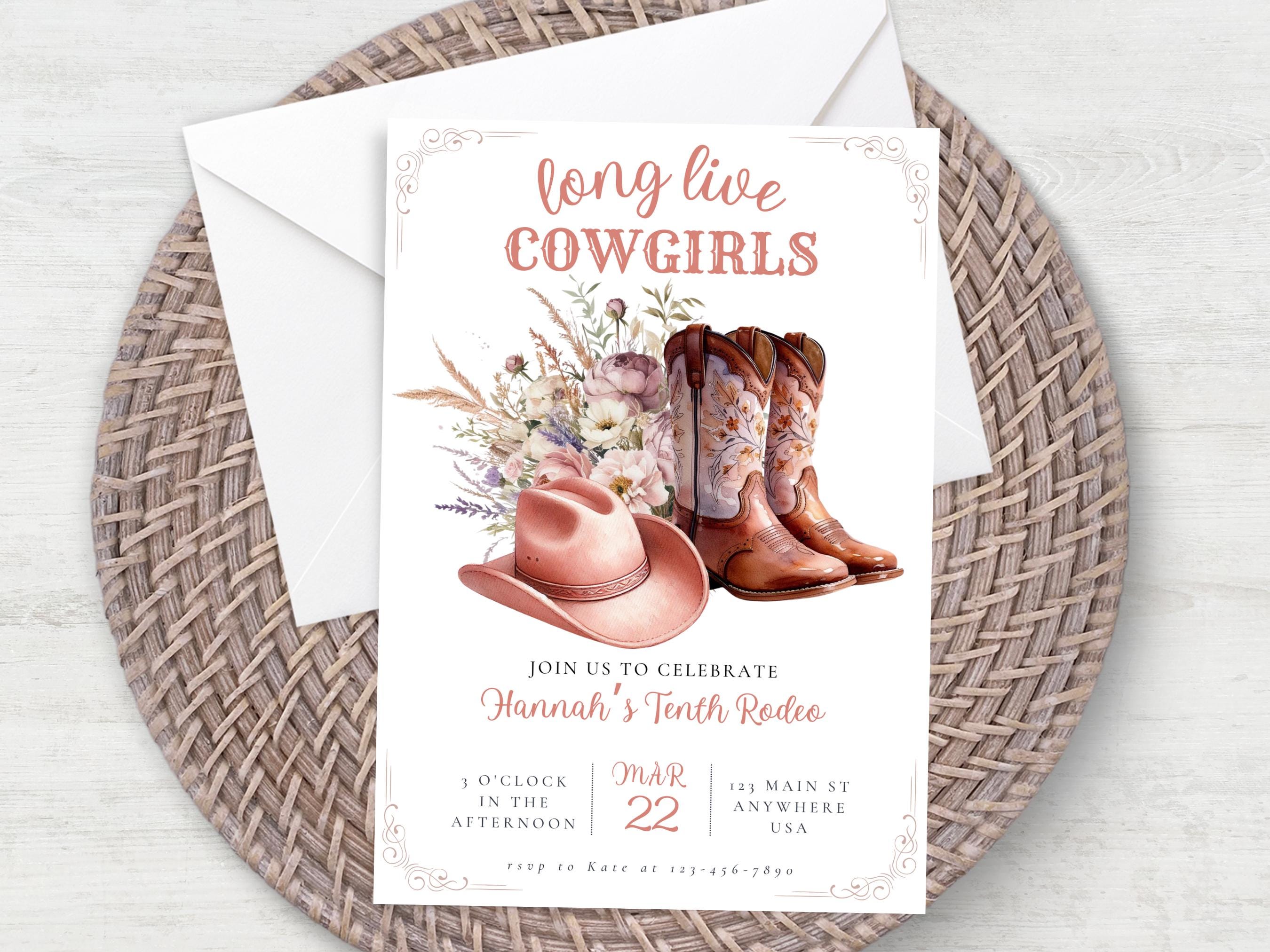 Editable Cowgirl Birthday Invitation Pink Rodeo Birthday Invite