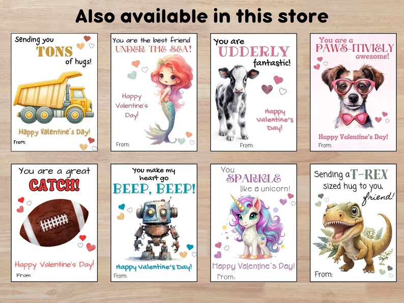 Printable Cat Valentines Day Cards for Kids, Kitty Classroom Valentines ...