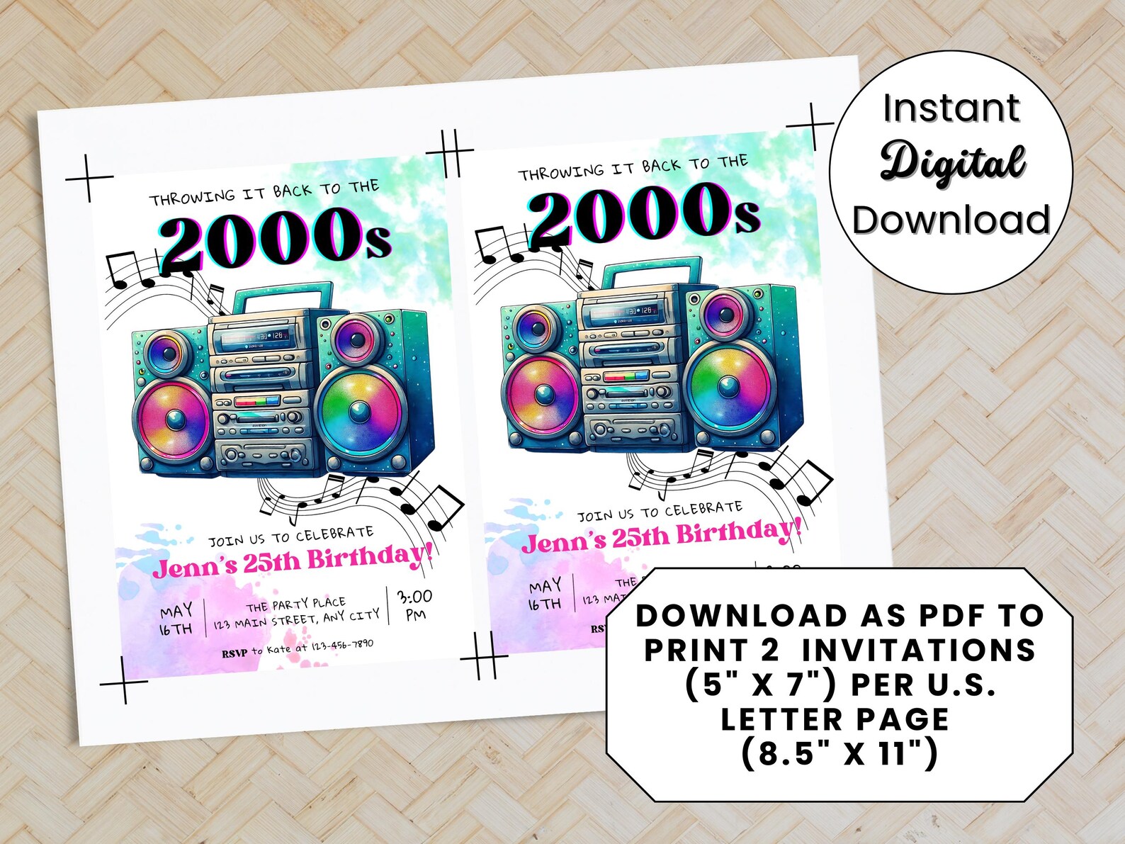 Digital Y2K Birthday Party Invitation, Retro 2000s Theme Invite, 2000s ...