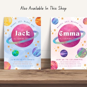 Digital Outer Space Birthday Invitation Template, Editable Planets ...