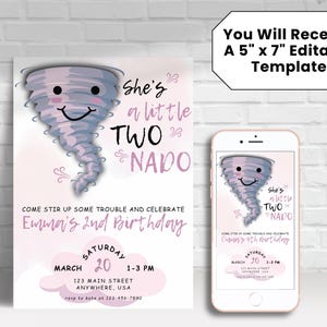 Editable Two-nado Birthday Invitation Template Tornado Birthday ...