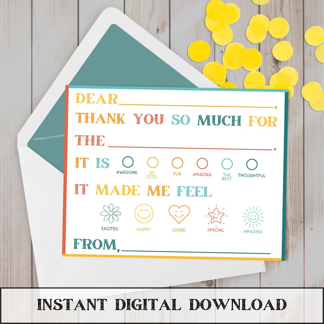 Tarjetas de agradecimiento imprimibles para niños, notas emotivas para ...