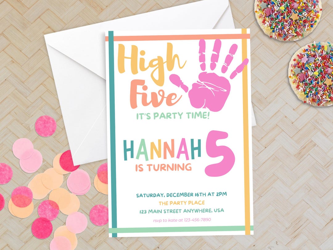 Editable High Five Birthday Invitation, Hi Five Invite Template ...