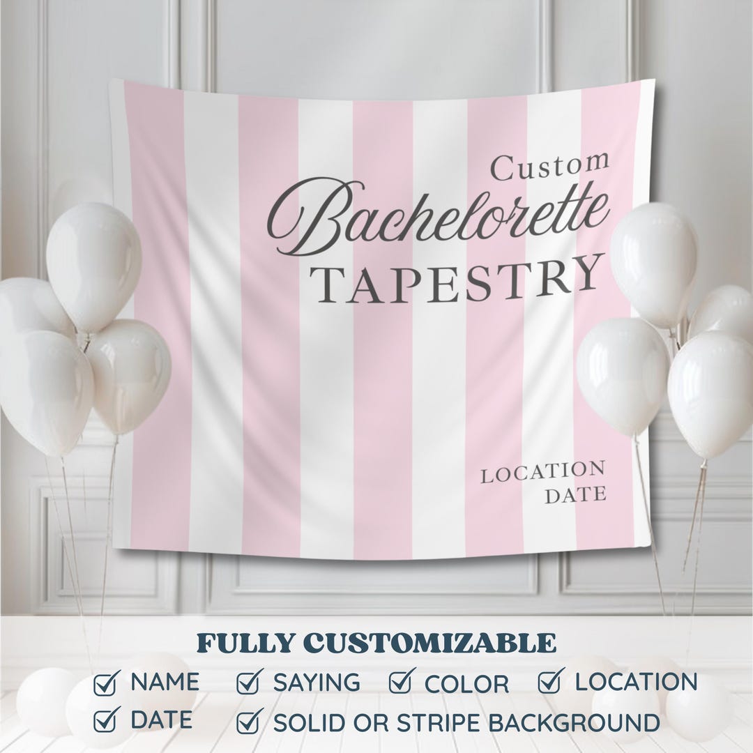 Editable Bachelorette Party Backdrop Custom Bridal Shower Tapestry ...