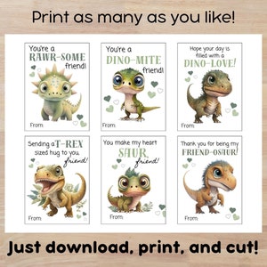 Printable Dinosaur Valentines Day Cards for Kids, Dinosaur Classroom ...