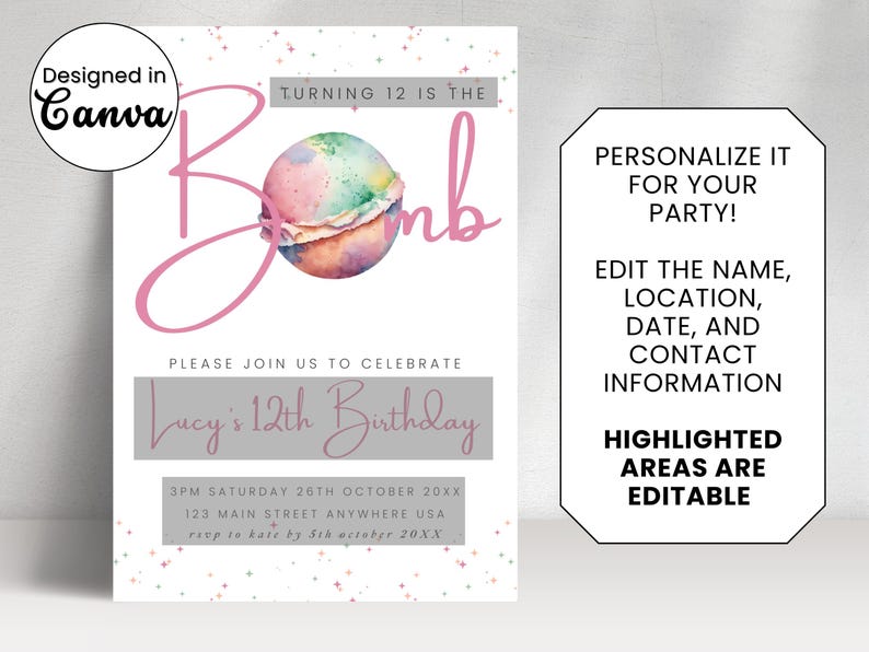 Editable Girl Spa Day Birthday Party Invitation Template, Sleepover ...