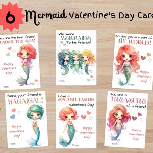 Printable Mermaid Valentines Day Cards for Kids, Mermaid Classroom ...