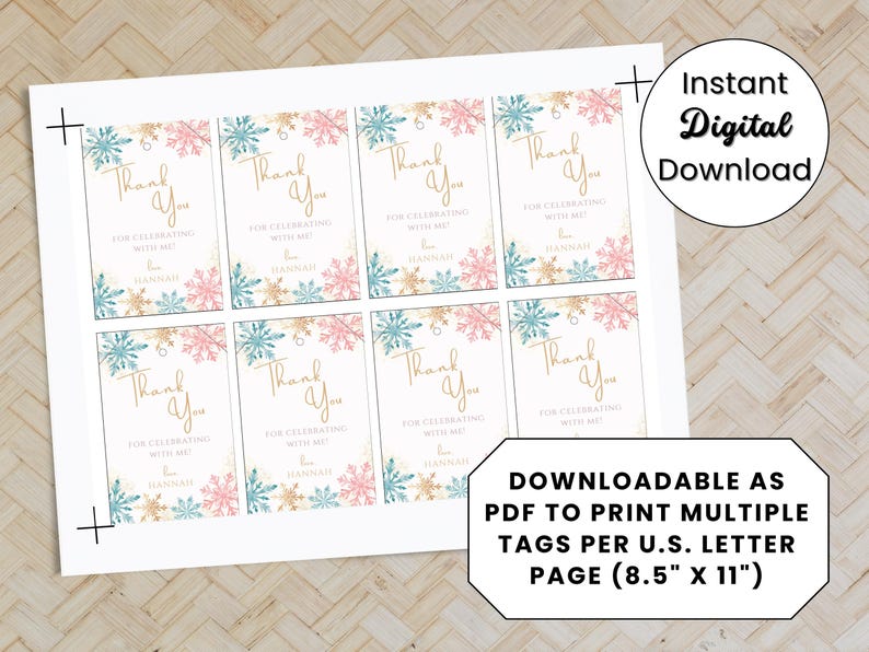 Editable Snowflake Baby Shower Thank You Card, Winter Girl Onederland ...