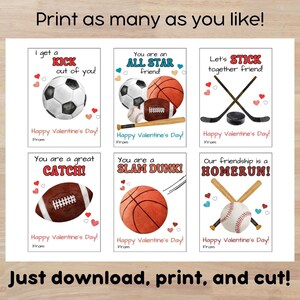 Printable Sports Valentines Day Cards for Kids, Sports Classroom ...