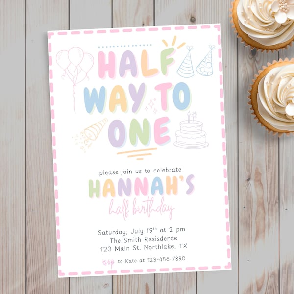 1/2 Way to 1 Invite - Etsy UK