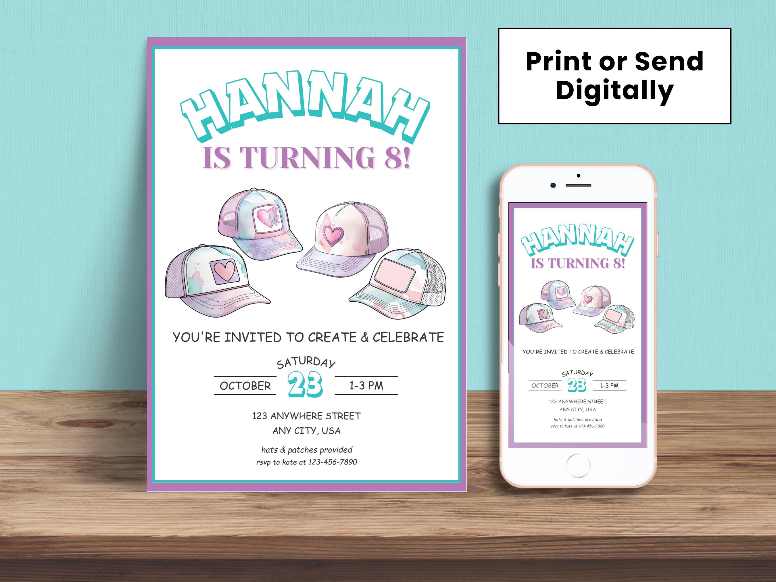 Editable Trucker Hat Bar Birthday Invitation, Girls Night Out Party ...