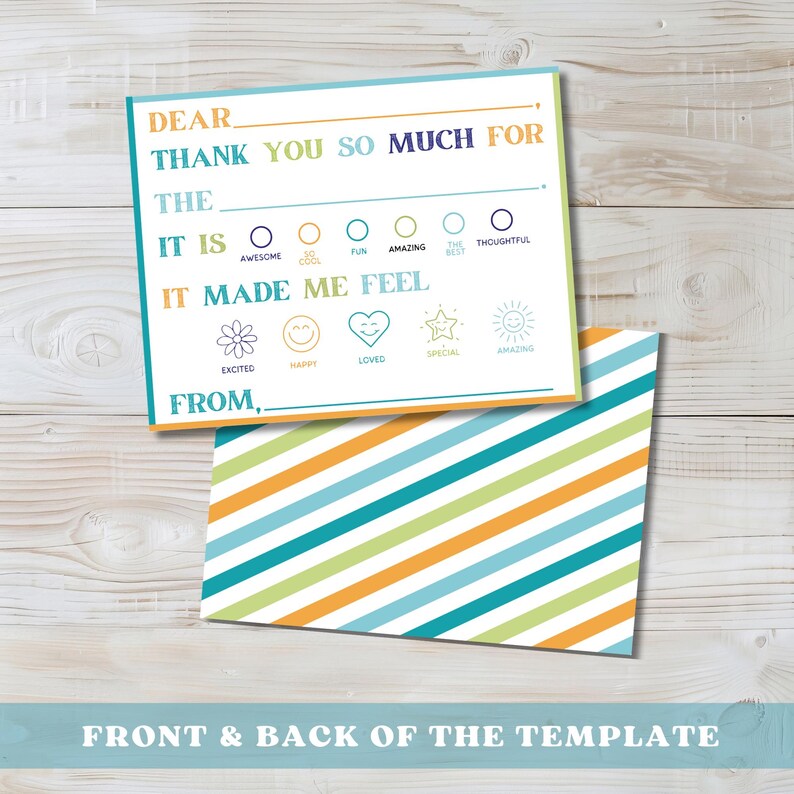 Tarjetas de agradecimiento imprimibles para niños: rellena los espacios ...