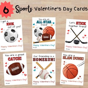 Printable Sports Valentines Day Cards for Kids, Sports Classroom ...