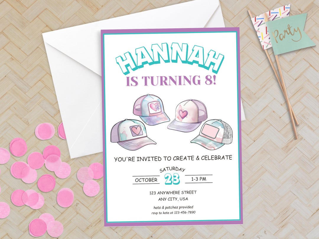 Editable Trucker Hat Bar Birthday Invitation, Girls Night Out Party ...