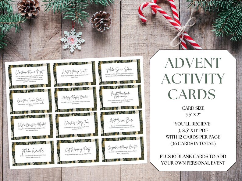 Editable Advent Activity Cards for Kids, Printable Family Advent ...