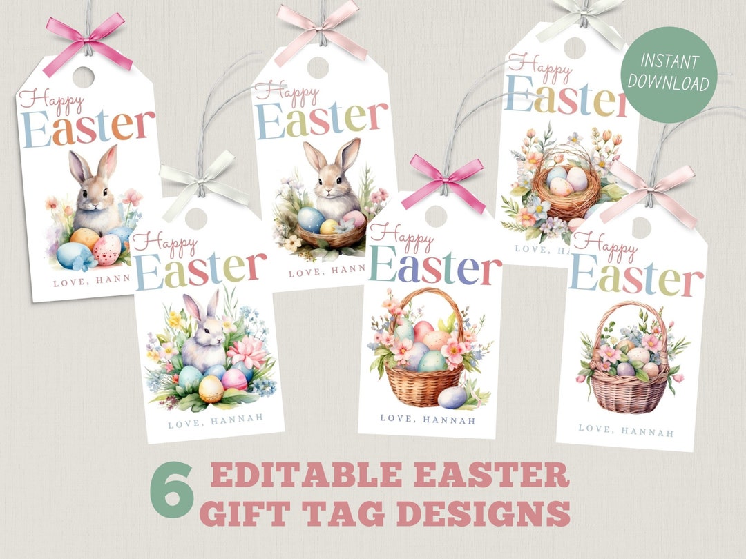 Editable Easter Gift Tag Template, Printable Easter Basket Party Favor ...