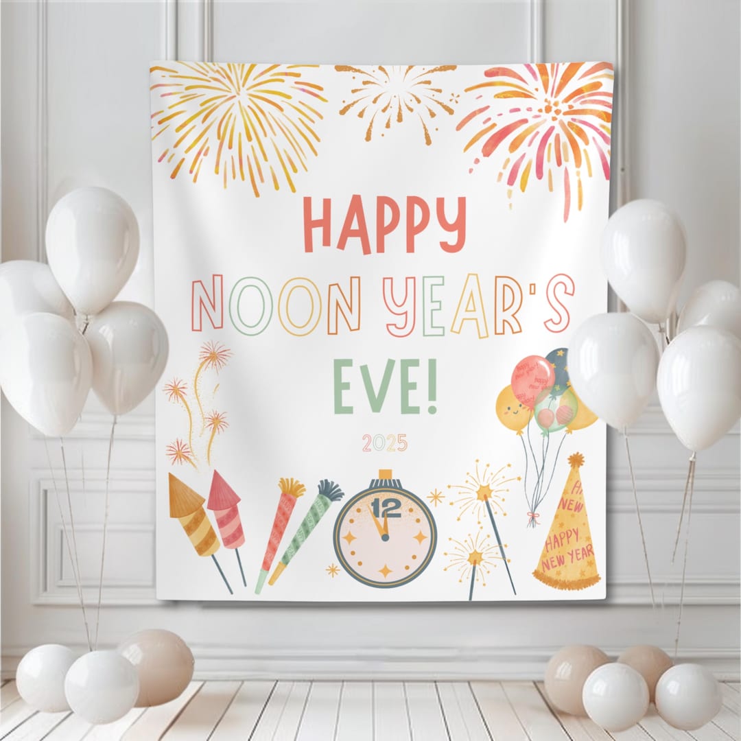 Noon Years Eve Party Banner Kids New Years Eve Tapestry Family ...