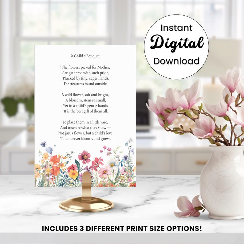 Printable Poem for Mother Day Gift Poetry Baby Shower Decor Mommy Pot ...