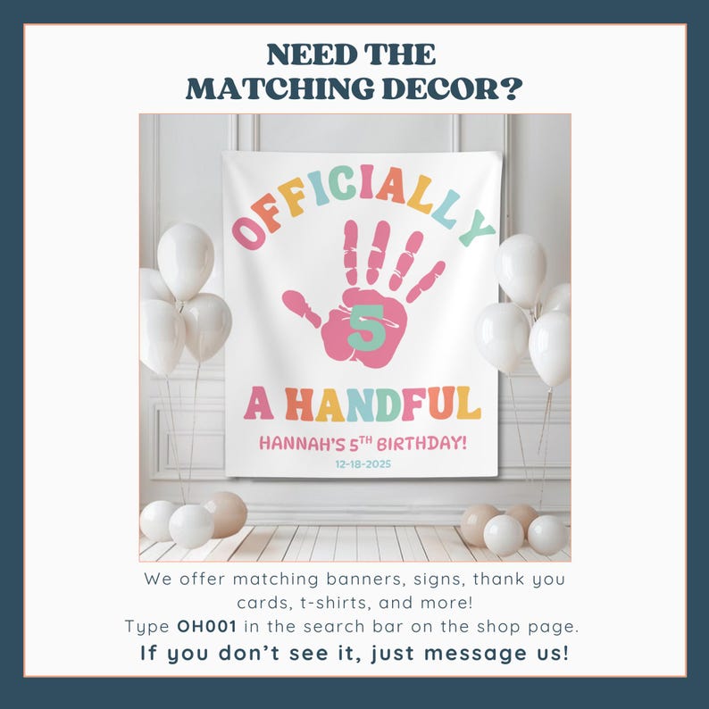 Editable Girls Fifth Birthday Invitation Officially A Handful Party ...