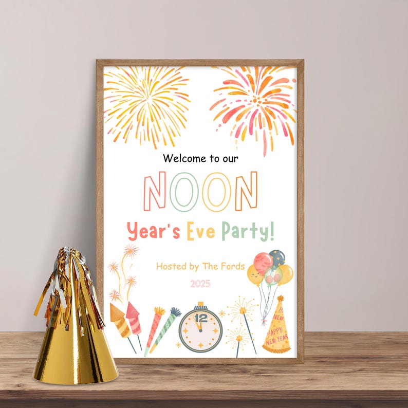 Editable Noon Years Eve Party Welcome Sign Kids New Years Eve Family ...