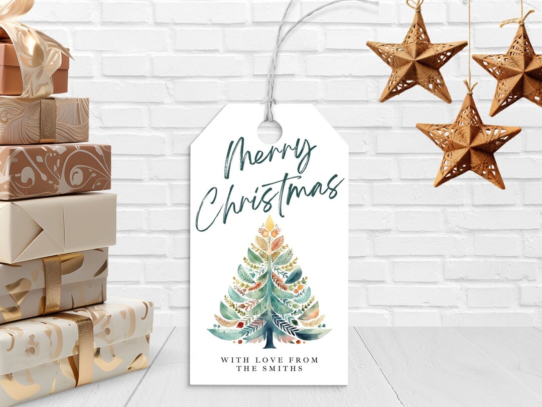 Editable Merry Christmas Gift Tag Template Holiday Gift Tags - Etsy