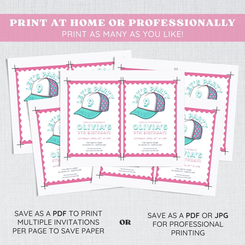 Editable Trucker Hat Bar Birthday Invitation Patch Party Girls Night ...