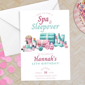 Spa Sleepover Birthday Invitation: Glam Pamper Party (digital Download ...