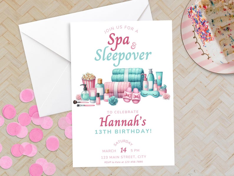Spa Sleepover Birthday Invitation: Glam Pamper Party (digital Download ...