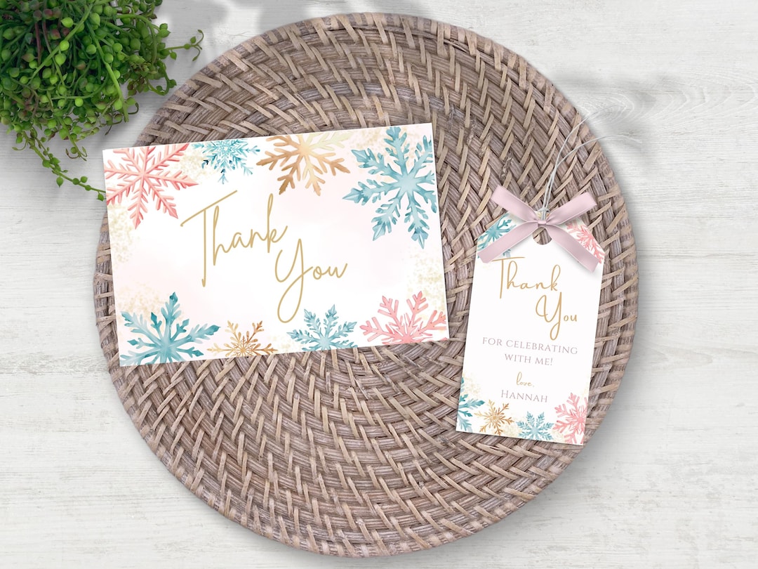 Editable Snowflake Baby Shower Thank You Card, Winter Girl Onederland ...