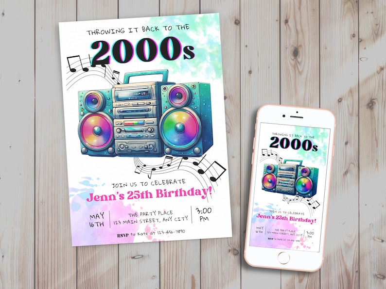 Digital Y2K Birthday Party Invitation, Retro 2000s Theme Invite, 2000s ...
