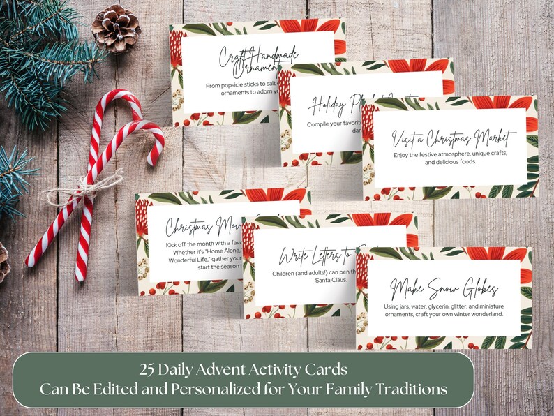 Editable Advent Activity Cards for Kids, Printable Family Advent ...