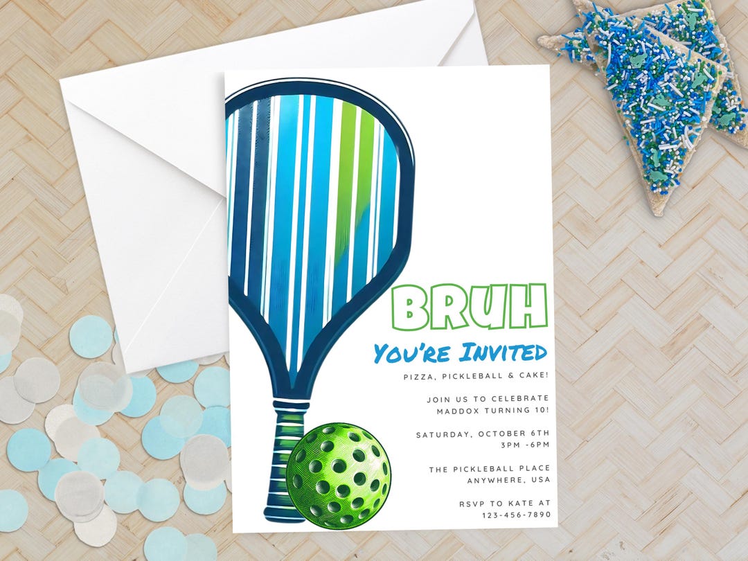 Pickleball Birthday Invitation, Editable Pickleball Party Invite, Dink ...