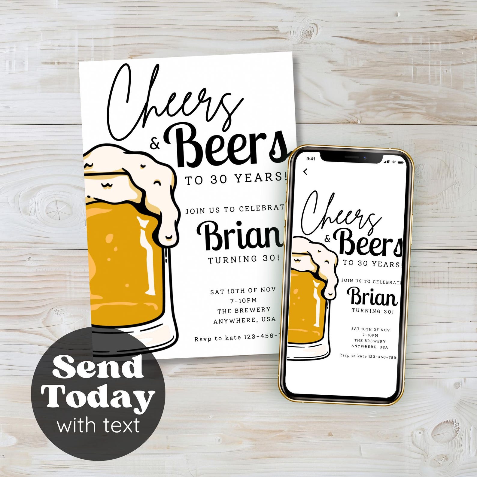 Editable Cheers and Beers Invitation Template Adult Birthday Invite ...