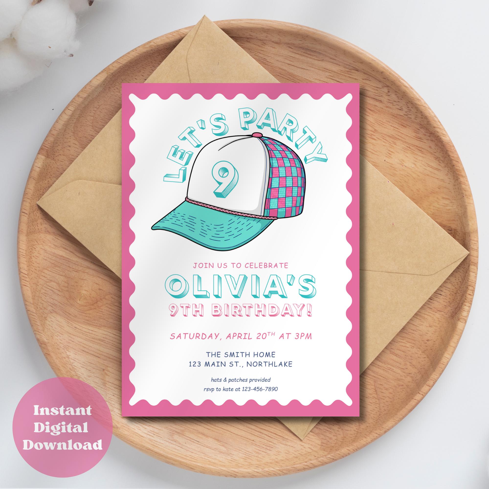 Editable Trucker Hat Bar Birthday Invitation Patch Party Girls Night ...