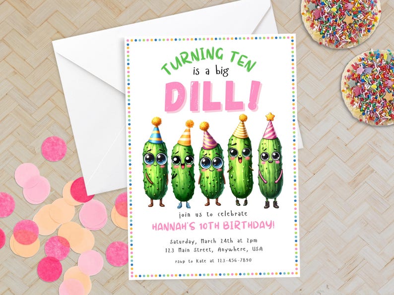 Dill Pickle Birthday Invitation: Funny Pickle Theme (digital Download ...