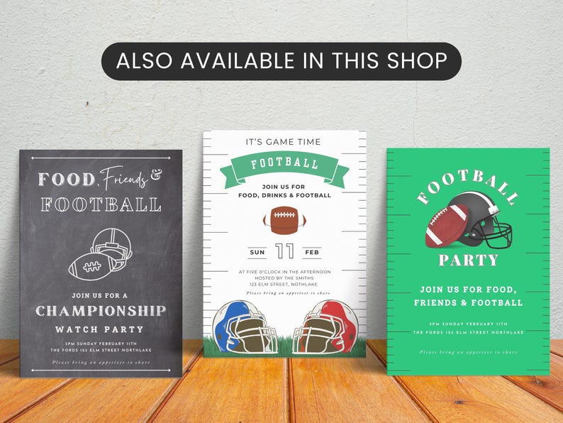 Editable Football Watch Party Invitation Printable Game Day Invite DIY ...