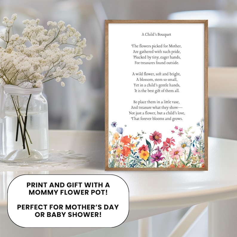 Printable Poem for Mother Day Gift Poetry Baby Shower Decor Mommy Pot ...