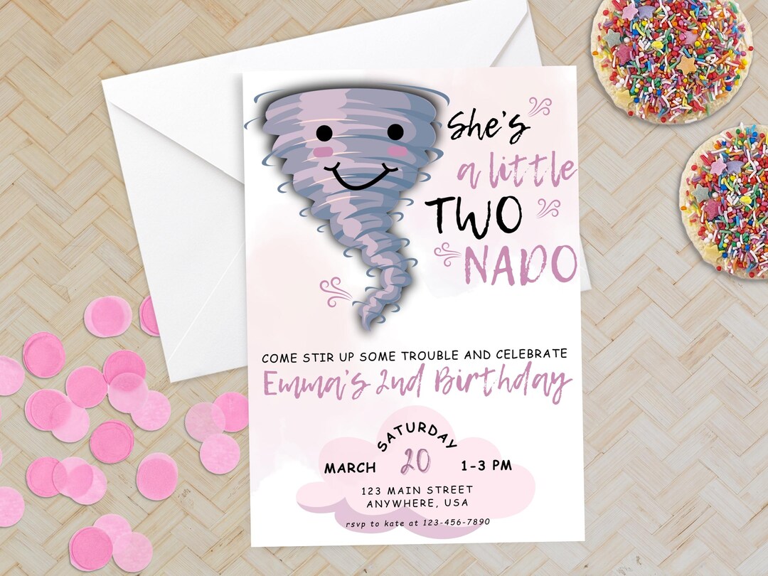Editable Two-nado Birthday Invitation Template Tornado Birthday ...