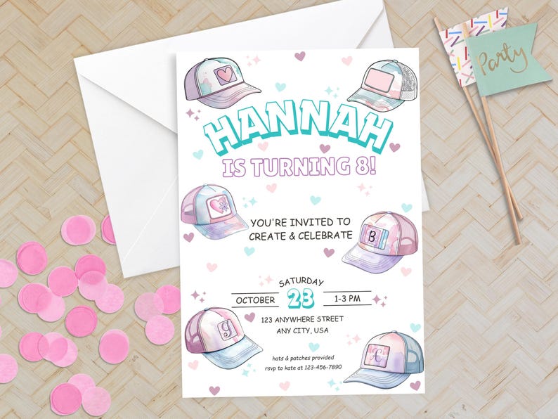 Editable Trucker Hat Bar Birthday Invitation, Girls Night Out Party ...