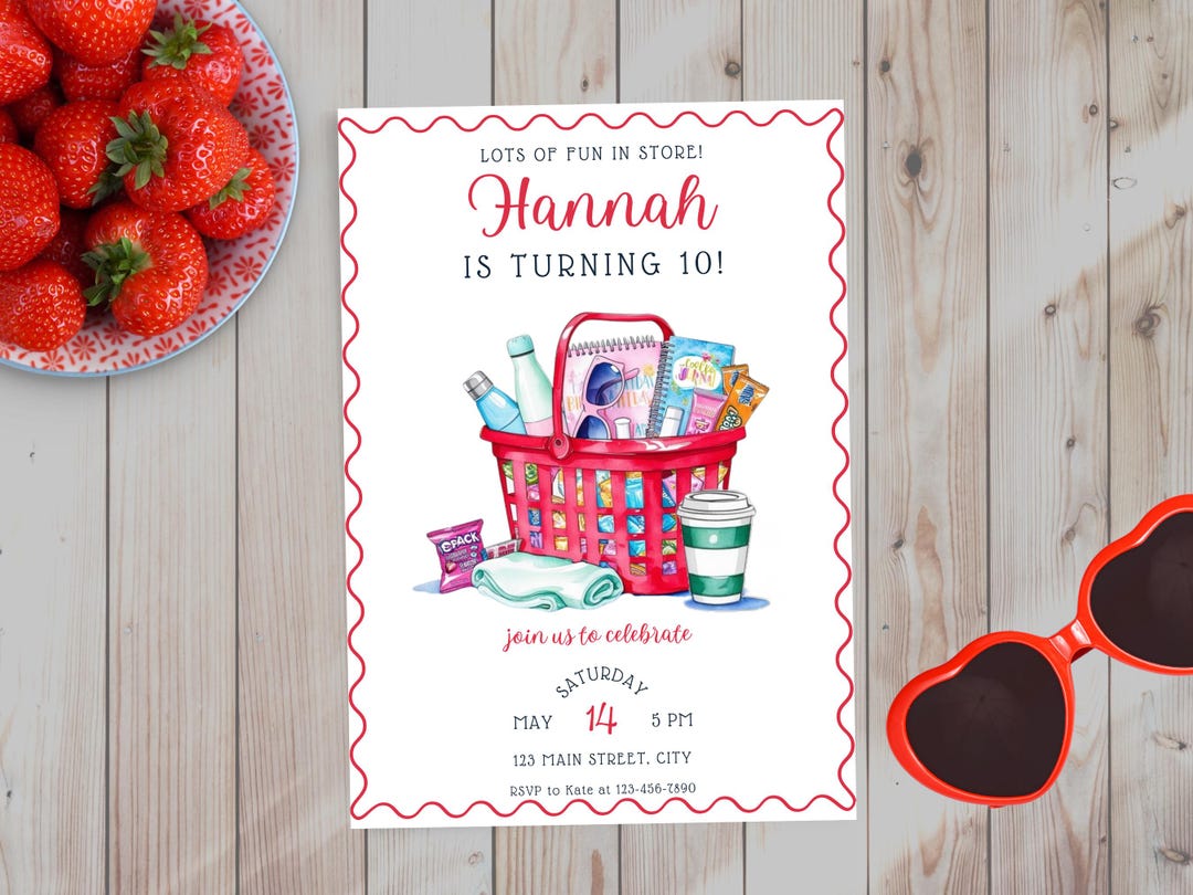 Editable Shopping Birthday Invitation, Teen Shop Spree Invite Template ...
