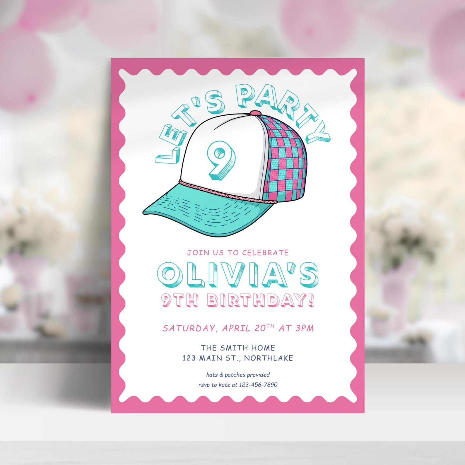Editable Trucker Hat Bar Birthday Invitation Patch Party Girls Night ...