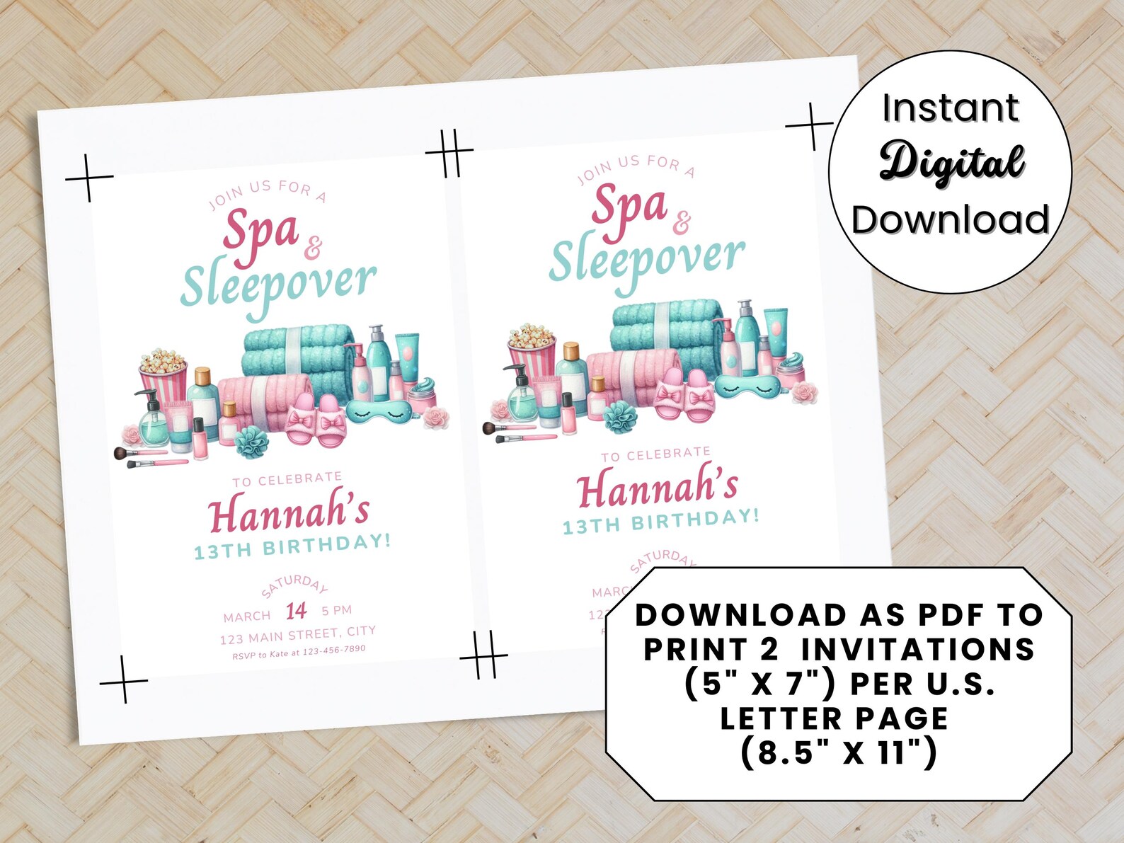 Spa Sleepover Birthday Invitation: Glam Pamper Party (digital Download ...