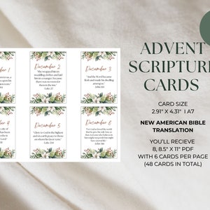 Advent Scripture Cards, Bible Verse Cards, Christmas Countdown Calendar ...